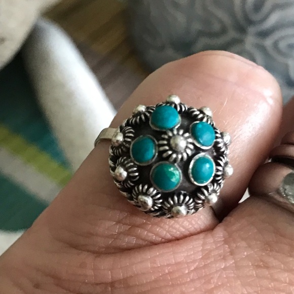 Jewelry | Vintage Sterling Silver Turquoise Concho Ring | Poshmark
